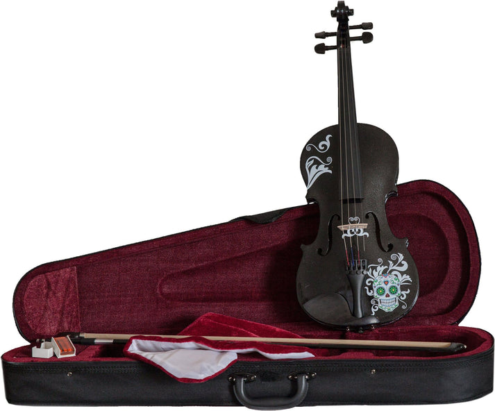 Cinco de Mayo Black Glitter Violin with Bow Case Set Up – Rozanna's Violins