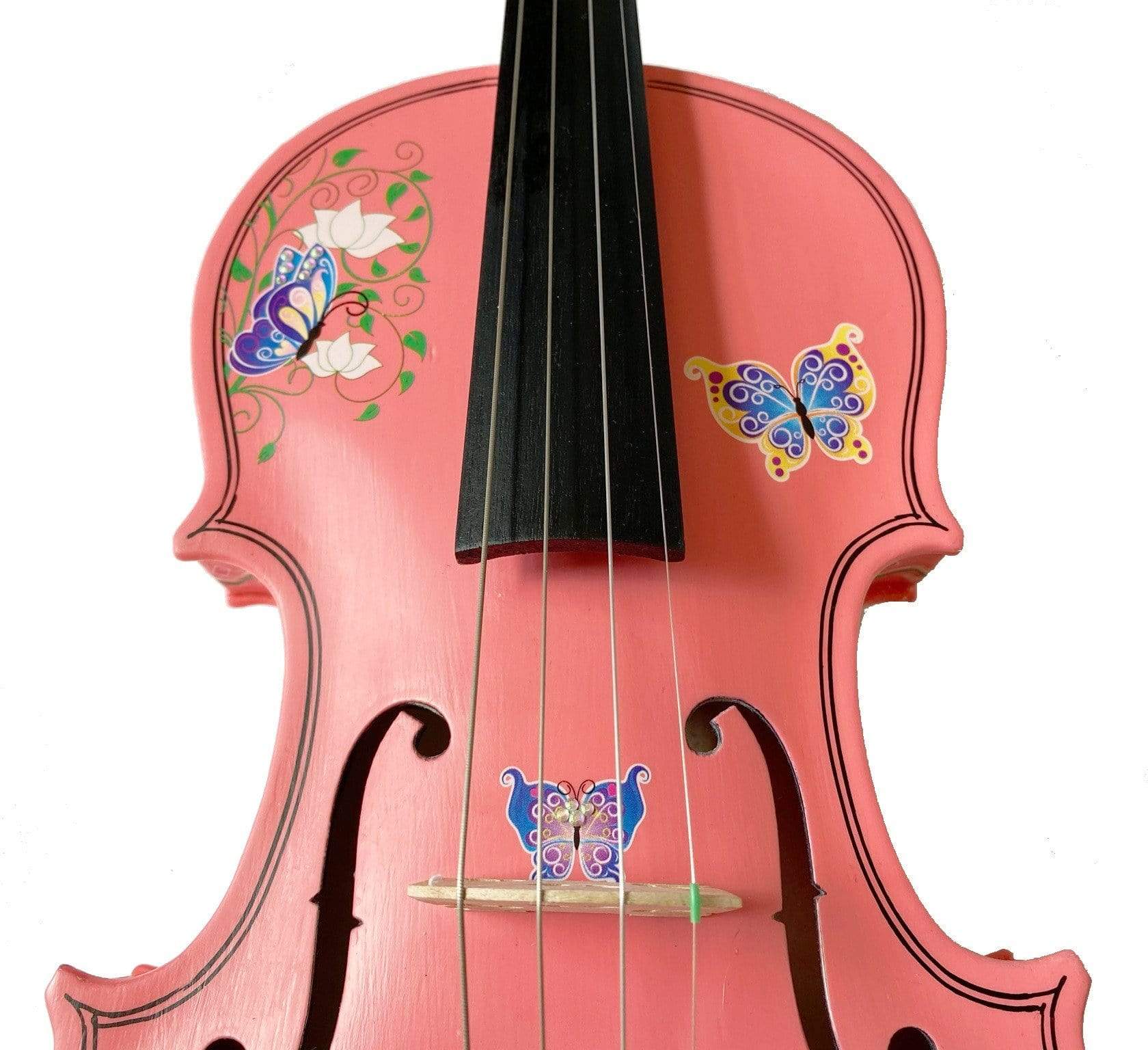 Rozanna's Violins Butterfly Dream II Pink Glitter Violin w Greca Borde